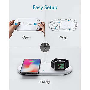 Anker Wireless Charging Station, 2 in 1 PowerWave+ Pad with Holder for Apple Watch 5/4/3/2, Wireless Charger for iPhone 13, 13 Pro, 13 Mini, 12, 12 Pro Max, 11, AirPods (No Apple Watch Charger)