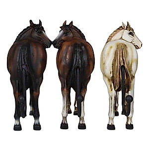 Ebros Gift Set of 3 Rustic Western Country Farm Black Brown Chestnut Horses Hind Butt Hindquarter Coat Key Hat Leash Backpack Wall Hanging Hooks Decor Hangers Cowboy Horse Hook Organizers