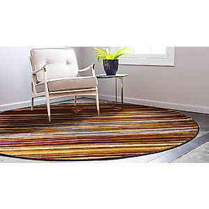 Unique Loom Barista Collection Area Rug - Icatu (4' 1" Round, Beige/ Brown)