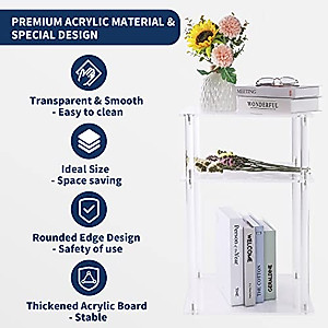 CRAFTFORCE Clear Acrylic Side Table, 3-Tier Acrylic End Table for Living Room, 15.4 L x 11.8" W x 23.4" H Acrylic Nightstand Bedside Table for Bedroom, Multifunctional Modern Design Home Accent Table