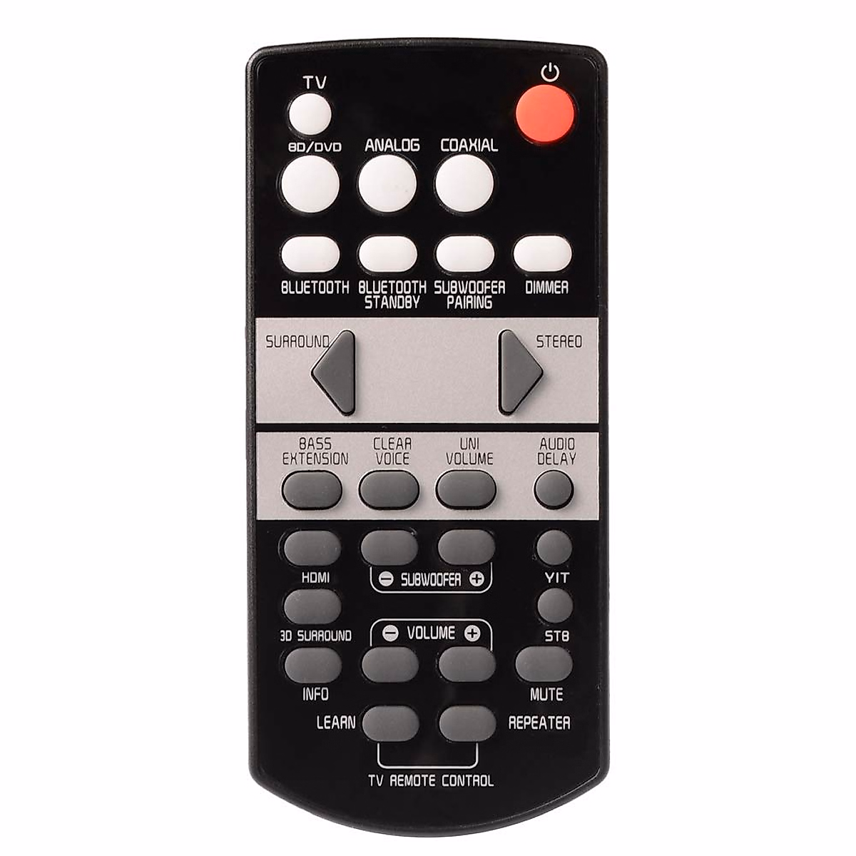 Replacement Remote Compatible with Yamaha YAS-107 YAS-108 YAS 1080 YAS-207 YAS 106 YAS-203 ATS-1070 ATS-1060 ATS-1080 ATS-1030 FSR66 ZJ78750 YAS-105 YAS-103 Soundbar Home Audio Speaker System