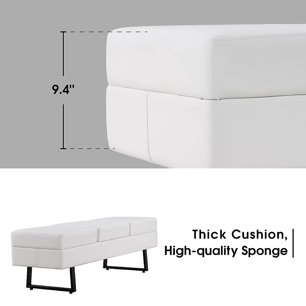 BarberPub Waiting Room Chairs, Heavy Duty Office Guest Reception Bench, Faux Leather Upholstered Lobby Chairs for Salon, Conference Room 7008 (Cream White)