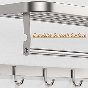 UXZDX Towel Holder Rack Hooks Mount Towel Shelf Bathroom Accessories Hardware Brushed