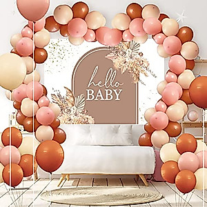 InMemory Boho Baby Shower Backdrop Pampas Grass Floral Rainbow Arch Hello Baby Shower Photography Background for Bohemian Girls Baby Shower Decorations Oh Baby Party Banner Photo Booth Backdrops 7x5ft