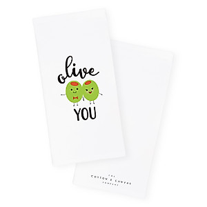 The Cotton & Canvas Co. Olive You Soft and Absorbent Kitchen Tea Towel, Flour Sack Towel and Dish Cloth