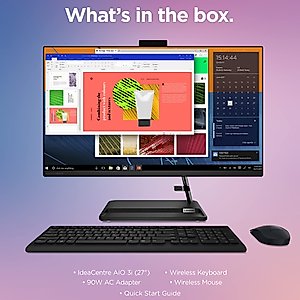 Lenovo 2023 IdeaCentre AIO 3 27" Touchscreen FHD All-in-One Desktop Computer, 13th Gen Intel 10-Core i7-13620H, 32GB DDR4 RAM, 1TB PCIe SSD, WiFi 6, Bluetooth 5.1, Black, Windows 11, BROAG