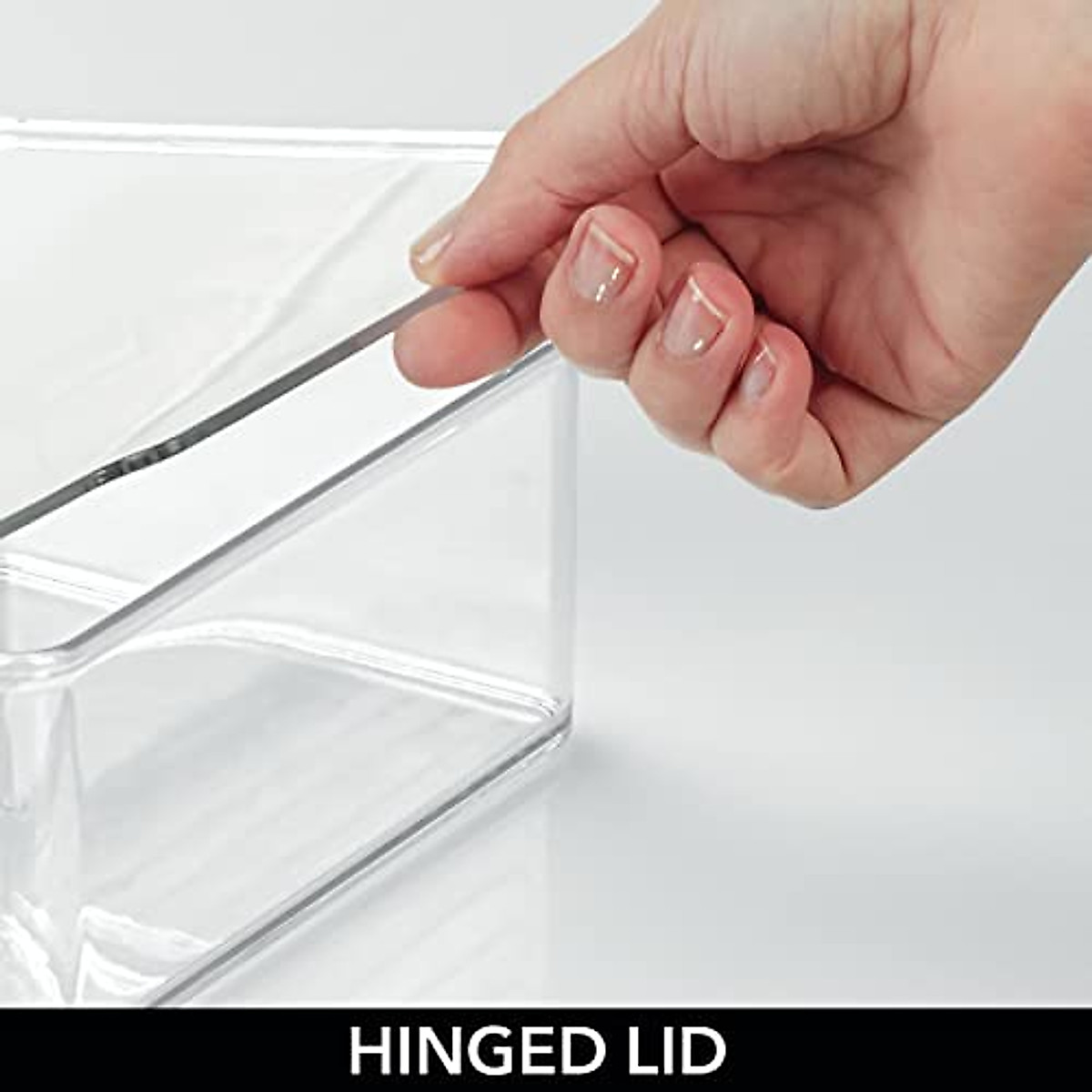 mDesign Plastic Small Stackable Divided Battery Storage Organizer Box with Hinged Lid for AA, AAA, C, D, 9 Volt Sizes, Great Storage for Kitchens, Home Offices, Lumiere Collection, Clear