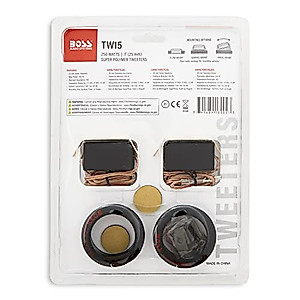 BOSS TW15B 250W 1 Inch Micro Dome Car Audio Tweeters Black + External Crossovers