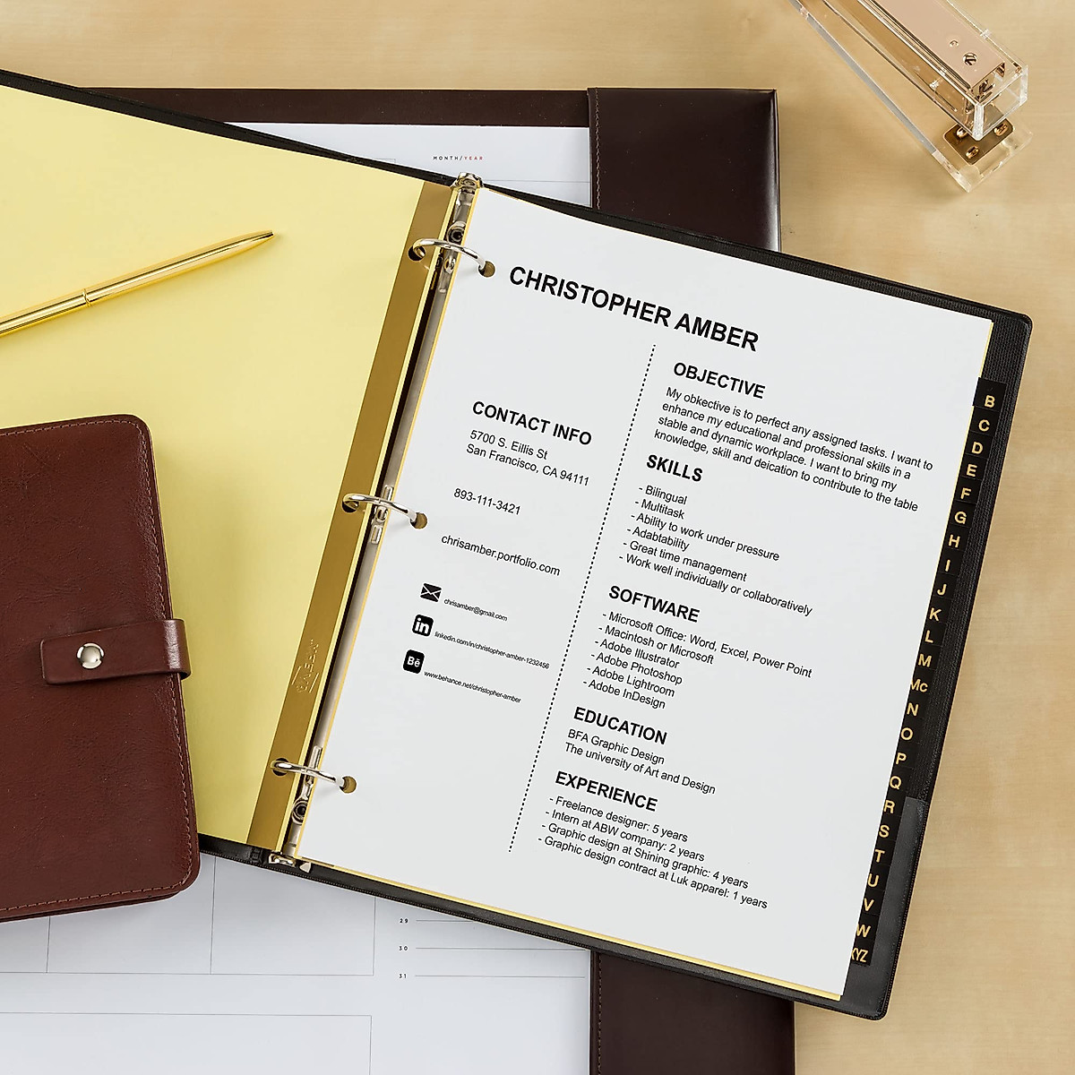 Avery Black Leather Pre-Printed Dividers, A-Z, 25-Tab Set, 1 Set (11350)