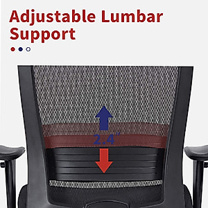 CLATINA Ergonomic Mesh Chair with 400lbs High Capacity and Lumbar Support Adjusting Armrest Big and Tall Office Chair for Home Office, Black (1 Pack)