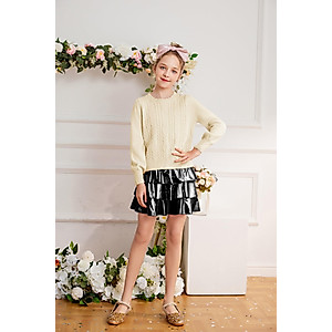 GRACE KARIN Sweater for Teen Girls 12-14 Crew Neck Pullover Apricot Sweaters Fall Winter