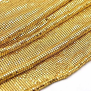 45x150cm Sparkly Metal Mesh Fabric Chainmail Jewelry Dress Craft Bag Making (Gold)