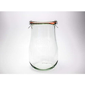Weck Jars - Weck Tulip Jars 1.5 Liter- Large Glass Jars for Sourdough - Starter Jar with Glass Lid - Wide Mouth - Suitable for Canning and Storage - (1 Jar)