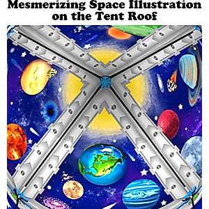 ImpiriLux Play Tent for Kids with Cape and Mask Costume Set | Rocket Themed Children's Pop Up Playhouse Fort for Boys and Girls