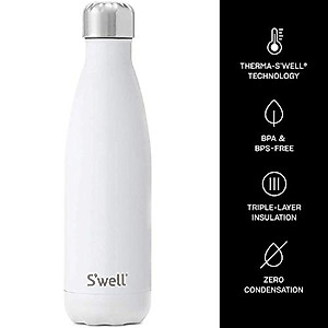 S'well Stainless Steel Water Bottle - 17 Fl Oz - Angel Food - Triple-Layered Vacuum-Insulated Containers Keeps Drinks Cold for 36 Hours and Hot for 18 - BPA-Free - Perfect for the Go