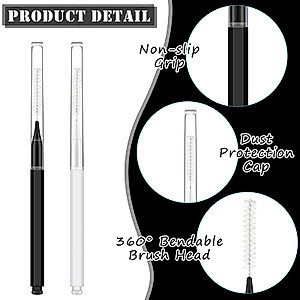 150 Pieces Micro Eyebrow Brush with Cap Brow Lamination Brush Eyebrow Spoolie Brush Comb Eyebrow Lash Lift Tools Lash Filler Eyelashes Extensions Eyebrows(Black and White)