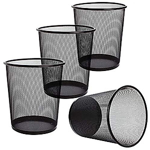 LAWEI 4 Pack Trash Can Mesh Round Open Top Wastebasket - 2.5 Gallon Recycling Bins Garbage Waste Baskets for Office Home