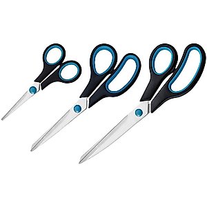 Westcott Easy Grip Soft Grip Scissor - Black/Blue (Set of 3)