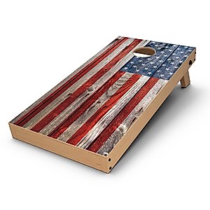 Design Skinz Wood Skin Set for Cornhole (Skin Only) - Wooden Grungy American Flag