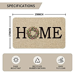 Artoid Mode Home Tulips Lily Wreath Decorative Doormat, Seasonal Spring Holiday Low-Profile Floor Mat Switch Mat for Indoor Outdoor 17 x 29 Inch
