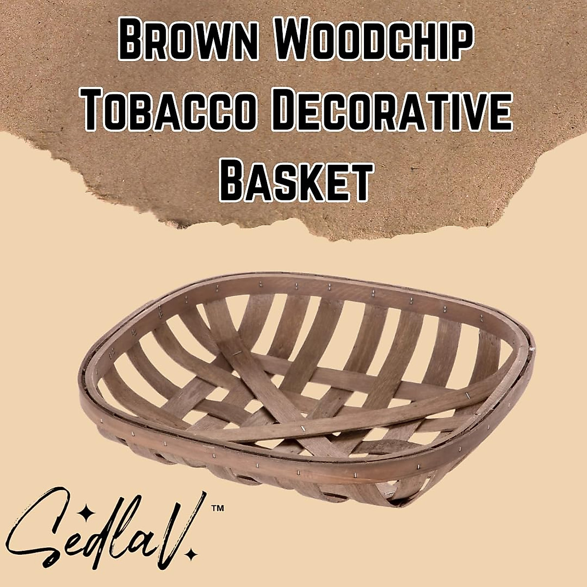 SEDLAV Brown Woodchip Tobacco Decorative Basket - Rustic Charm for Home Organization