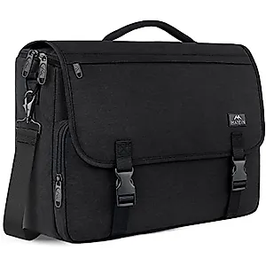 Messenger Bag for Men, Women Briefcases Lightweight Men's Laptop Bag 15.6 inch Water Resistant Crossbody School Satchel Bags for Boys Computer Work Office Bag with Shoulder Strap, Black