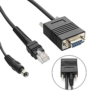 CARPSDZY DS3678 RS232 Serial Cable with 12V Power Supply for Zebra DS3608 DS3678 LI3608 LI3678 Handheld Barcode Scanner, RJ-45 Interface to DB9 Female Connector, 6.5FT(2M) Straight, 9 Pin, 12V