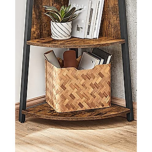VASAGLE 71.6 Inch Tall Corner Shelf, 5 Tier Rustic Corner Bookshelf Bookcase, Corner Ladder Shelf Multipurpose, Plant Stand for Living Room, Bedroom, Kitchen, Brown and Black ULLS804B01