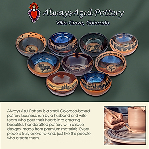 ALWAYS AZUL POTTERY Wild Horses Salad Bowl in Azulscape Glaze - Handmade Ceramic Pottery Bowl - Handcrafted Polished Stoneware - Unique & Stylish Glazed Bowl, Great for Soup, Salad, Cereal and More