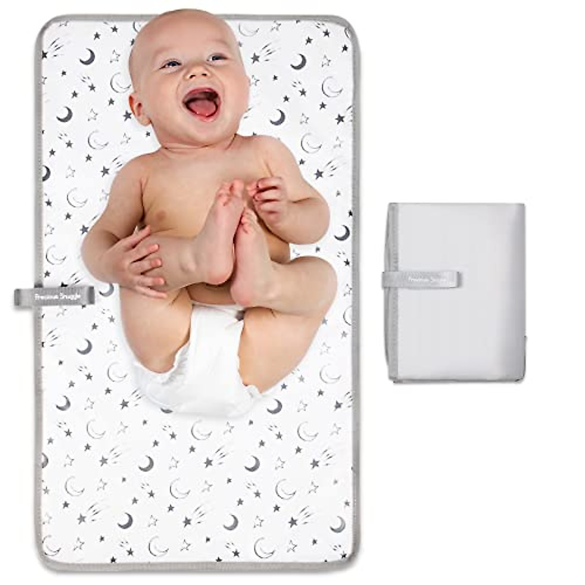 Precious Snuggle Portable Diaper Changing Pad | Waterproof Foldable Baby Changing Mat - Unisex Lightweight Changing Pad - Large Surface - Small & Compact | Double Wipeable Sides (Shooting Stars)