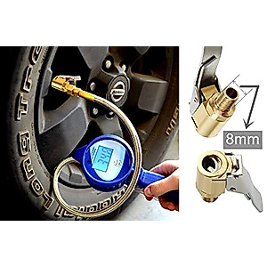 LDCRE Tire Air Chuck with Clip Adapter, Brass Locking Tire Inflator Nozzle Adapter Connect, No Leakage Tire Chucks for Vehicle Inflator Compressor Pump Connect Accessories Tool 8mm 1Pack