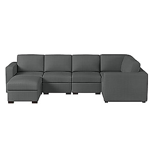 Sunrise Coast Modular Sectional Sofa Couche Convertible L Shaped Couches with Ottoman 127" Grey Large Sleeper Sofa Bed 6 Seat Sofa for Living Room