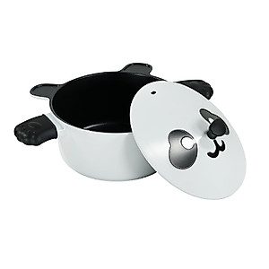 Panda-Shaped Nonstick Casserole Pot with Aluminum Lid, 7-Inch, 2QT Capacity, Double Handle, Compatible with All Cooktops – Cute and Functional for Home and Restaurant Use, PFOA Free