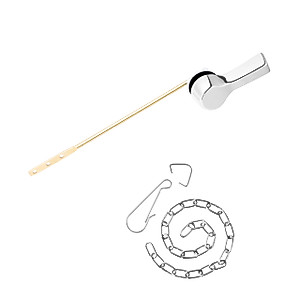 AMAYJUELONG Toilet Flush Handle Replacement Kit, Front Mount Toilet Tank Lever, Brass Toilet Trip Lever with Stainless Steel Chain for Most Front Flusher Handle Lever Toilet, Chrome Finished