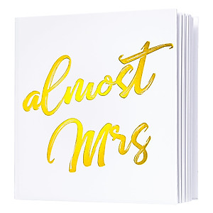 Calculs Almost Mrs Wedding Shower Guest Book Bachelorette Party Picture Book Polaroid 8.5” Square Bridal Blank Pages Guestbook White Cover Gold Gilding