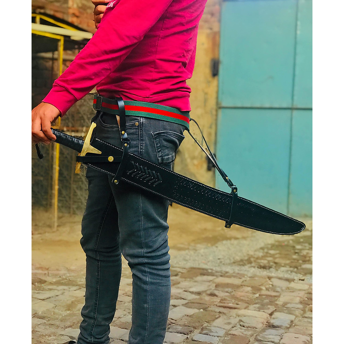 NoonKnives:Ertugrul Series (ErtugrulSword) custom made totally, carbon steel balde handle leather strip