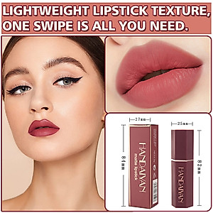 Matte Nude Lipstick Lip Stain Velvet Smooth Lip Stick Waterproof Long Lasting Lip Gloss,Moisturizer Non-Stick Cup Highly Pigmented Natural Lipstick Lip Color Lip Makeup,Perfect Lipstick Gift- Nude