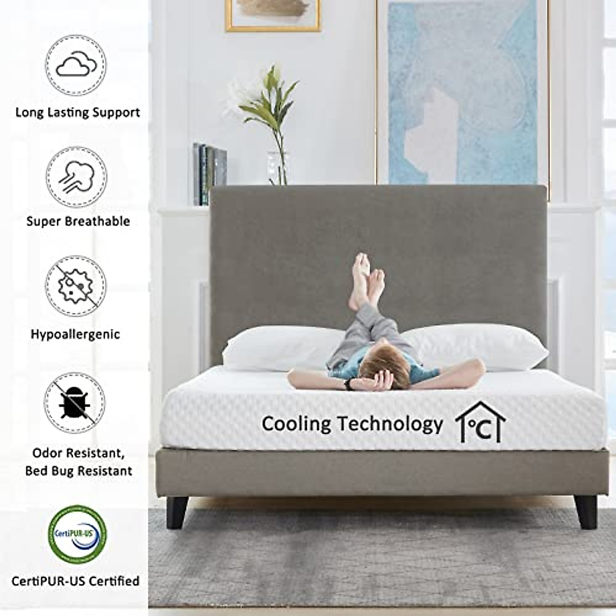 TMEOSK King Size Mattress, 8 Inch Gel Memory Tight Top Mattress with Comfy Cooling Sleep, Pressure Relief, Medium Firm Feel Mattress with Motion Isolating for Fit Ergonomics, Balance Support (King)