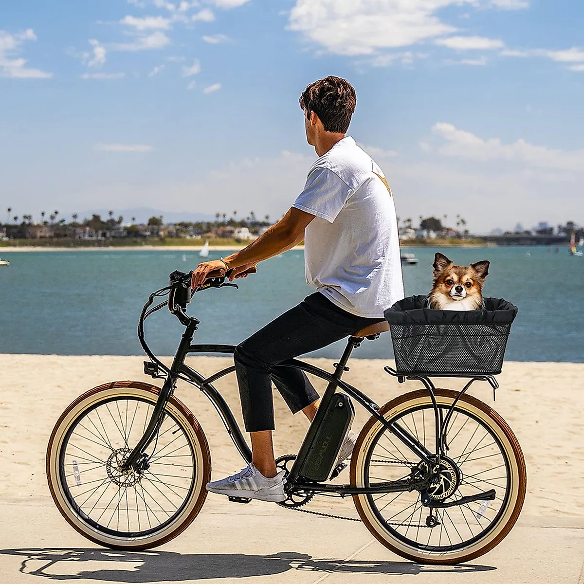 Rear Bike Basket, Bike Basket Rear with 2 Rainproof Covers and Cargo Net, Metal Bike Rear Basket with Reflective Waterproof Cover and Bicycle Rear Basket Lining,WOOFOPT Bike Rack Basket