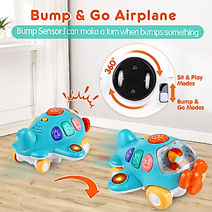 Baby Toys 12-18 Months Electronic Airplane Toys for 1 Year Old Boy Girl Gifts Musical Toys for Toddlers 1-3 Learning Educational Toys for 1 Year Old Crawling Toys Gifts for 1 2 3 Year Old Boys Girls
