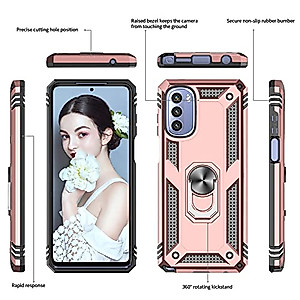 LeYi for Motorola G Stylus 2022 Case 4G, Moto G Stylus Case 2022 with 2 Pcs Tempered Glass Screen Protector, [Military-Grade] Case with Magnetic Ring Kickstand for Motorola G Stylus 2022, Rose Gold
