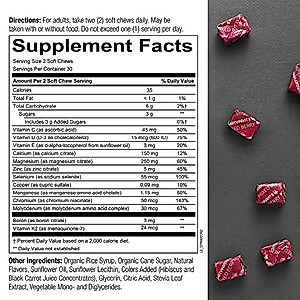 SmartyPants Adult Daily Mineral Vitamins: Calcium, Magnesium Citrate, D3, Zinc & Chromium for Immune Support, Energy, Bone & Muscle Function, 60 Soft Chews (30 Day Supply)