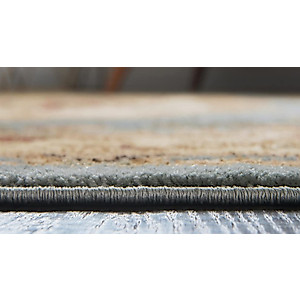 Unique Loom Versailles Collection Traditional Classic Floral Motif Area Rug (8' 0 x 10' 0 Rectangular, Slate Blue/ Ivory)