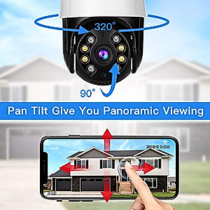 EVERSECU Outdoor PTZ Security Camera, 1080P Home 2.4Ghz WiFi IP Surveillance Camera, Two Way Audio Motion Detection Night Vision Outdoor CCTV Camera Supports SD Card and Cloud Storage