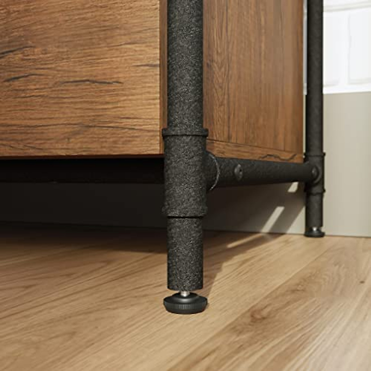 Sauder Iron City Lateral File, L: 31.50" x W: 20.00" x H: 30.00", Checked Oak Finish