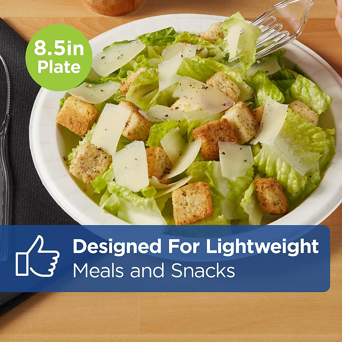 Dixie Basic 8.5” Light-Weight Paper Plates by GP PRO (Georgia-Pacific), White, DBP09W, 500 Count (125 Plates Per Pack, 4 Packs Per Case)