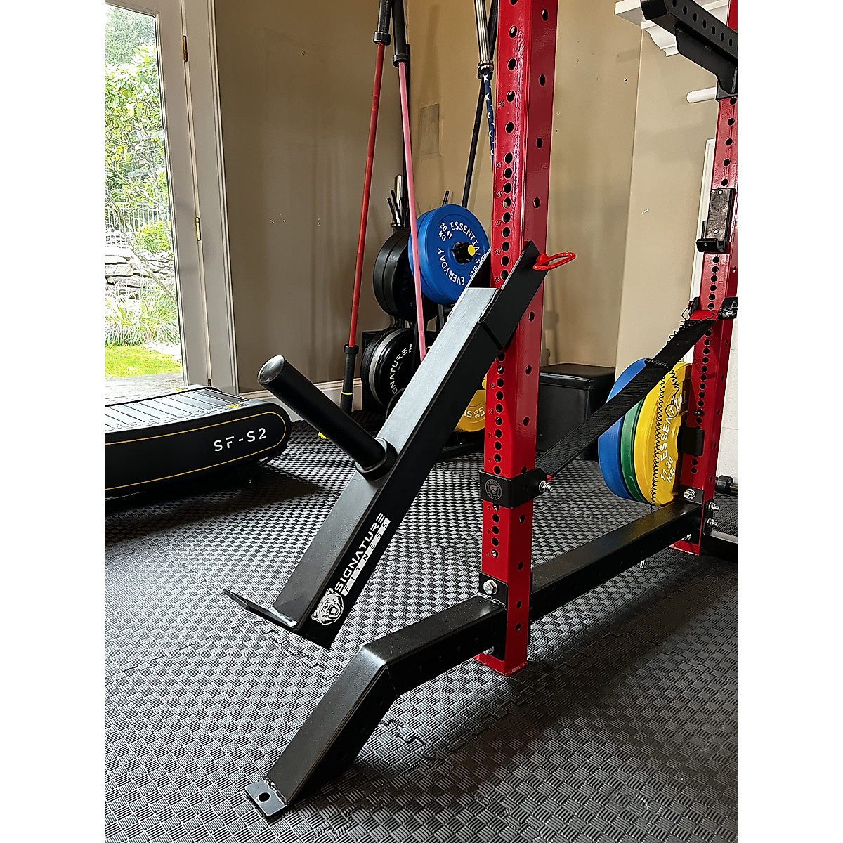 Signature Fitness SF-3 1,500 Pound Capacity 3” x 3” Power Cage Squat Rack, Includes J-Hooks and Safety Straps, Other Optional Accessories, J-Hooks