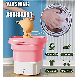 Krneaoch 6L 36W Portable Folding Washing Machine, Washing Machine Mini Portable Washing Machine, Portable Washer for Camping, RV, Travel, Small Spaces, Lightweight and Easy to Carry