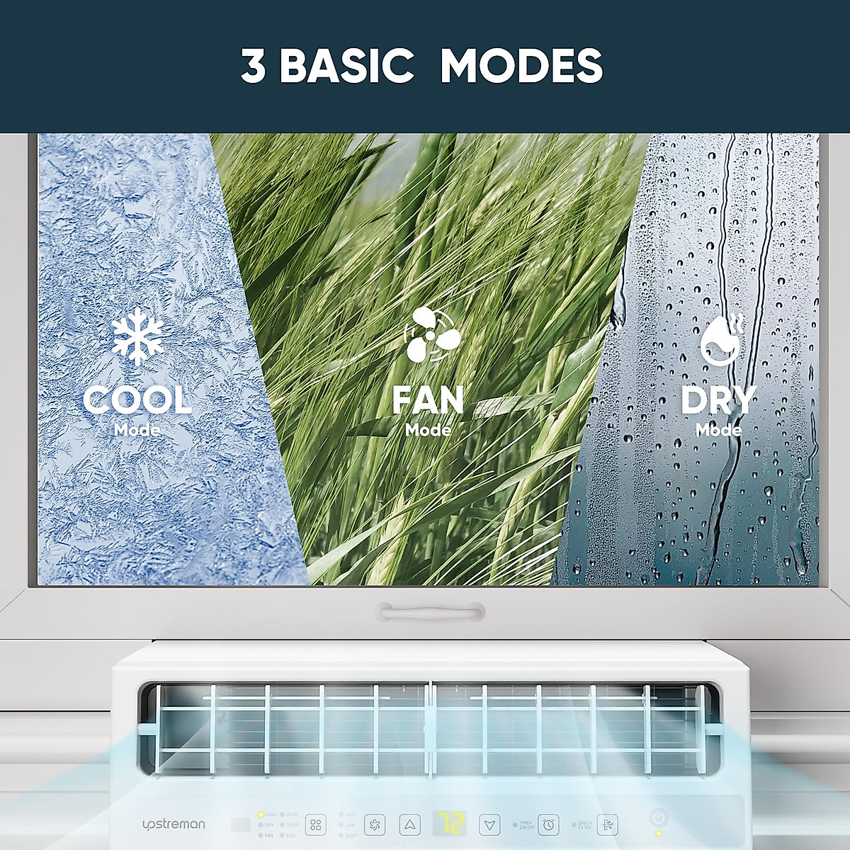 Upstreman 8100 BTU Window Air Conditioner, Cools up to 380 Sq. Ft, Full View, With Open Window Flexibility, Energy Saving, Remote Control (Fits up to 11" Wide Window Sill)-N2