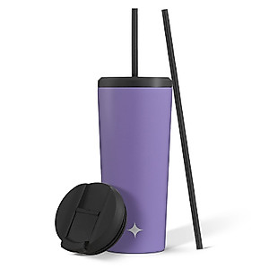 JoyJolt Vacuum Insulated 24 oz Tumbler with Lid and Straw (2 Each) Vacuum Double Wall Stainless Steel Tumbler, Copper Lined for 12Hr Hold/Cold Drinks. Leakproof Water Bottle, Tea or Iced Coffee Cup